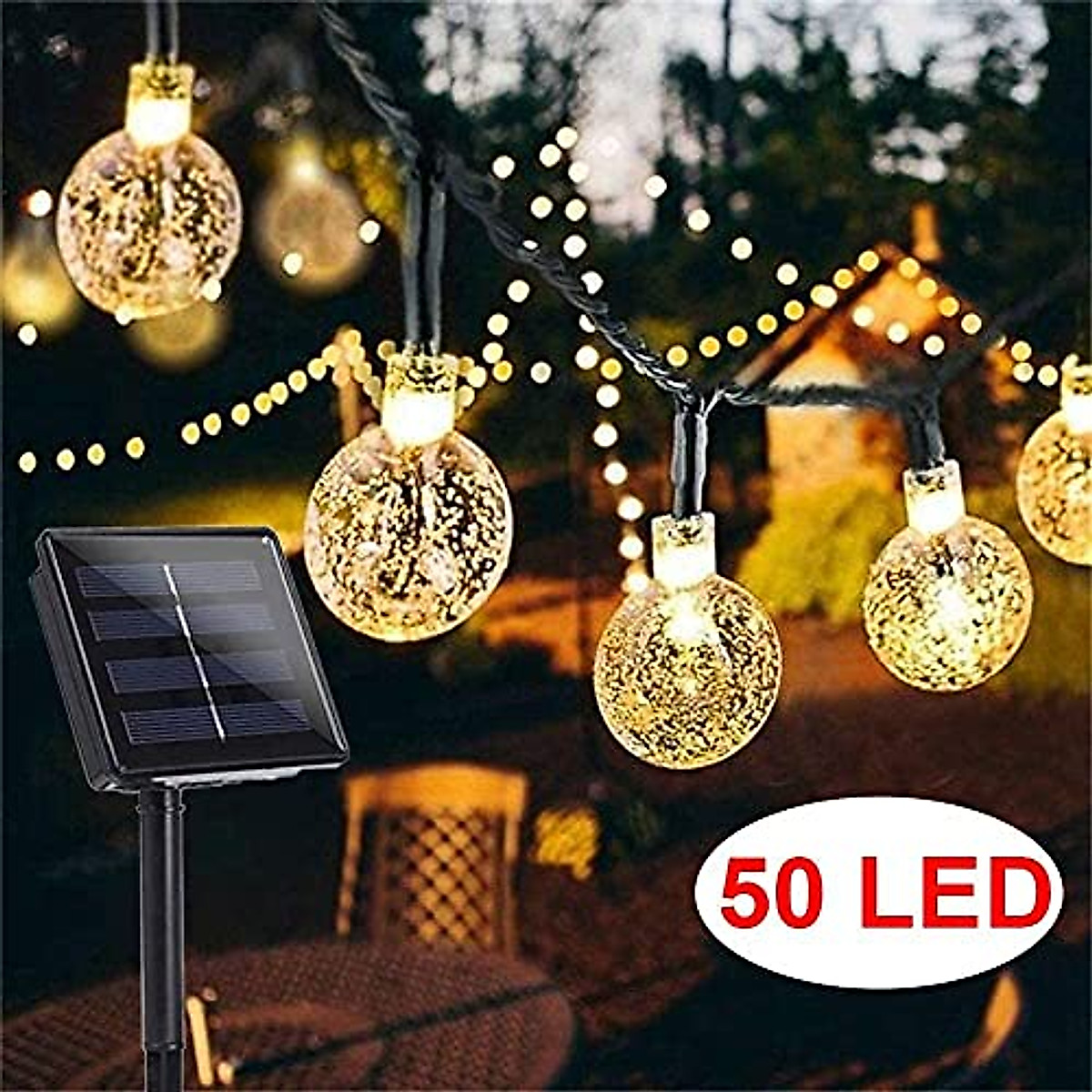 WHEEJE String Lights Solar Garden Lights Outdoor Waterproof 50LED Fairy Lights 8 Mode 7M Solar String Light for Garden Patio Yard Home Christmas for Wedding/Party/Curtain/Garden