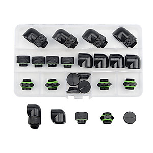 BXQINLENX 20 PCS Silver Chrome G1/4" Plug Fittings for Computer Water Cooling System (Black)