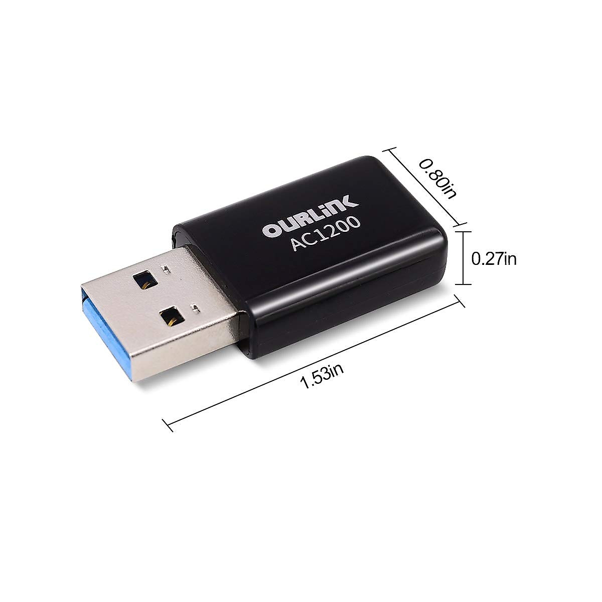 OURLINK Wireless USB 1200Mbps USB WiFi USB 3.0 Dual Band (2.4GHz/300Mbps + 5.8GHz/867Mbps) 802.11ac/b/g/n WiFi Adapter PC/Desktop/Laptop, Support Windows 10/8.1/8/7, Mac OS 10.6-10.15
