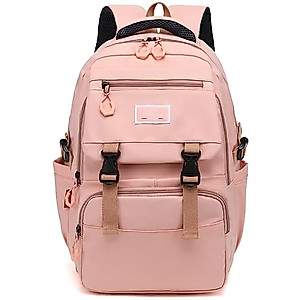 Leaper Water-resistant Laptop Backpacks Lightweight Bag for Women Book bag Casual Daypack Pink