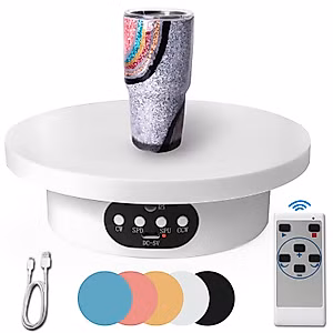 Remote Control Motorized Rotating Display Stand for Epoxy Glitter Tumbler, Cup Display Turner, 360 Electric Rotating Turntable Stand for Photography Crafts Jewelry Display, Motorized Lazy Susan