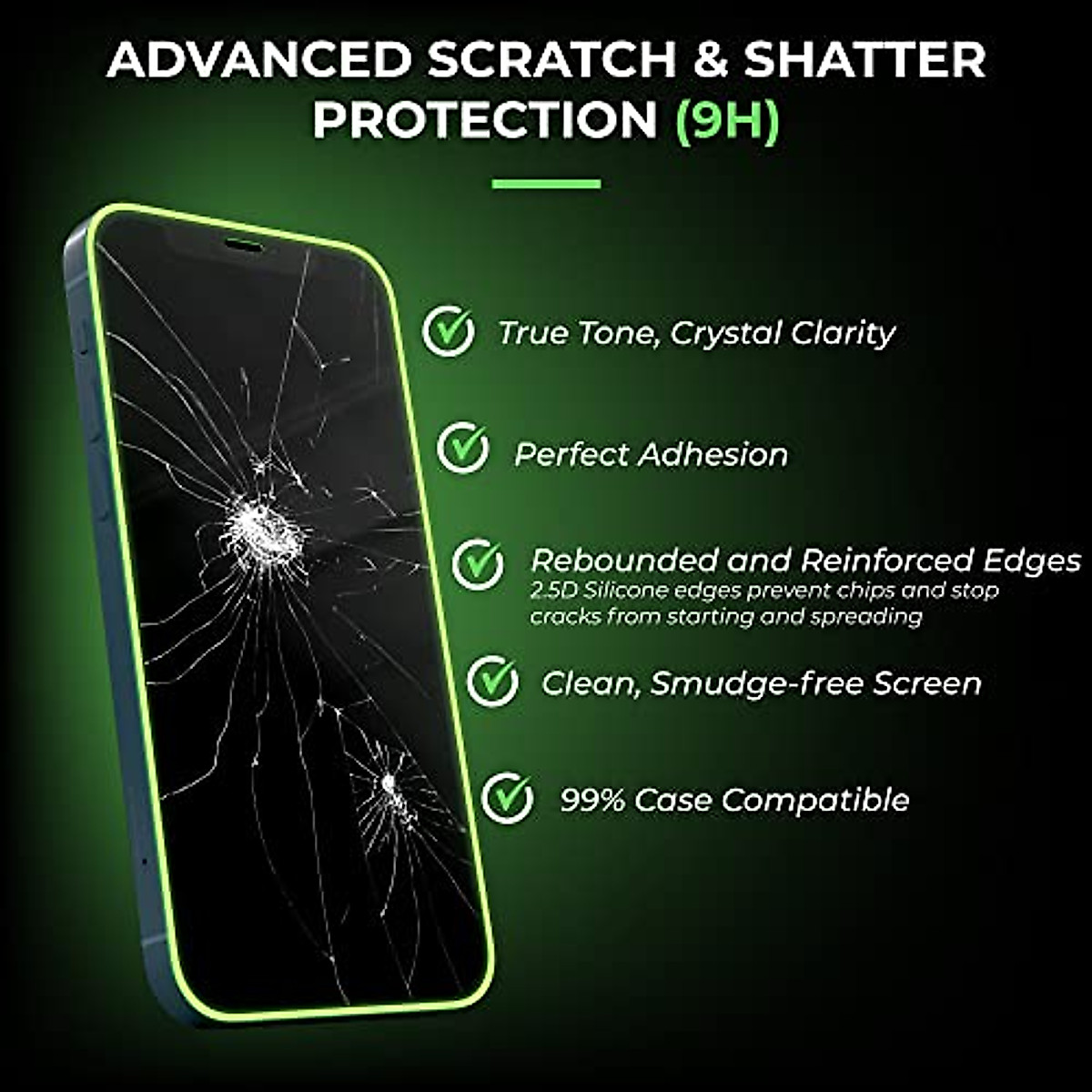 SCREENSABER Luminous Screen Protector for iPhone 11 / iPhone XR 6.1 inch Glow In The Dark Tempered Glass (Pink)