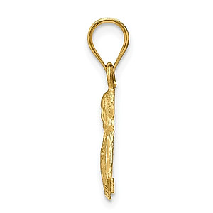 Diamond2Deal Gift for Mothers Day 14k Yellow Gold Brushed Diamond-cut Jesus Pendant