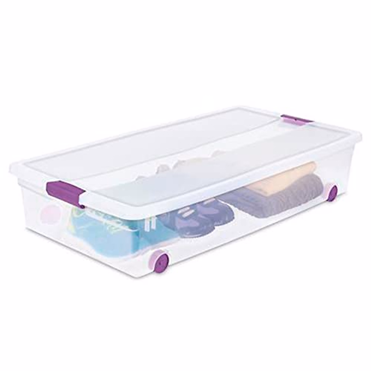 Sterilite 60 Quart Multipurpose Plastic ClearView Secure Latching Lid Wheeled Underbed Box Container for Home or Office Organization, (12 Pack)