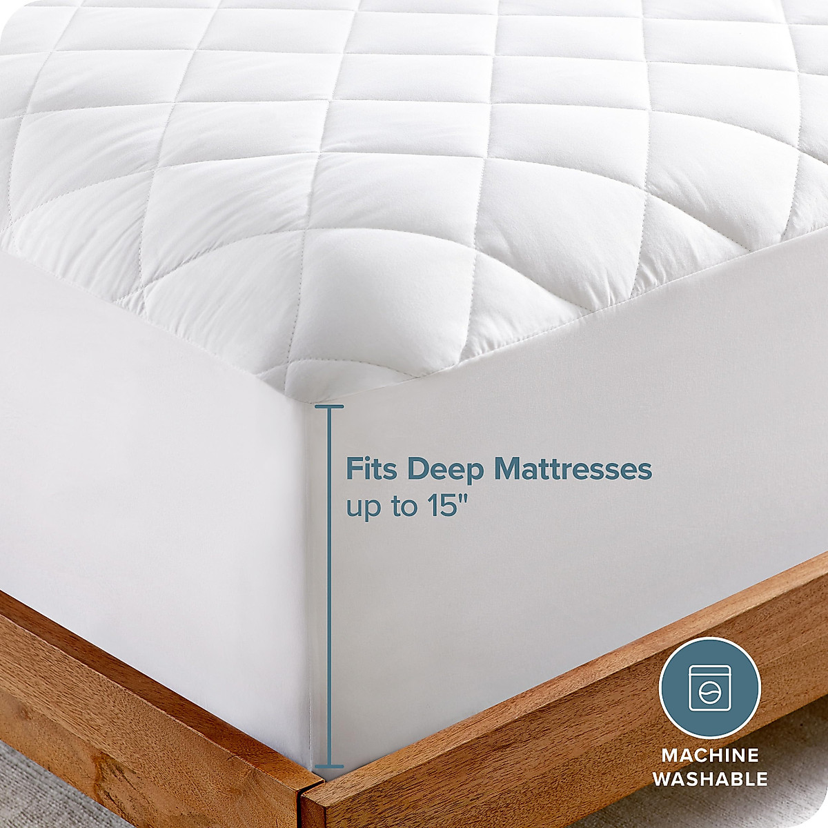 Bare Home Twin XL Mattress Pad (Twin Extra Long) - Soft Mattress Topper for College Dorm Room Essentials - Quilted Mattress Protector - Easy Care, Fitted Mattress Cover - Up to 15 Inches Deep, 39"x80"