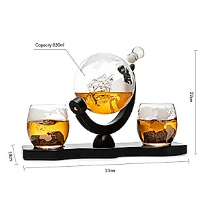 Gifts for Dad, Men Whiskey & Wine Decanter Globe World Set with Globe Glasses Anniversary Birthday House Warming for Liquor Scotch Bourbon Vodka, Gift for Him Husband, Gifts For Men Globe - 850ml