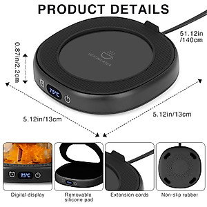 DUHEL Coffee Mug Warmer, Coffee Warmer for Desk with 3 Temp Settings, Cup Warmer for Desk Auto Shut Off, Cute Mug Warmer for Desk(Black No Cup)