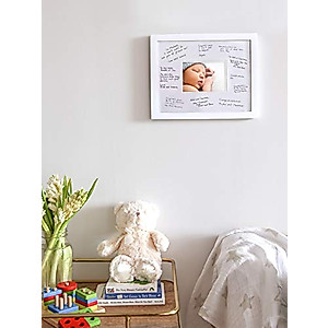 Pearhead Signature Frame Guest Book – Perfect for Any Baby Registry, Includes Mat for Guests to Leave Well-Wishes– Great for Celebrating Baby Showers, Birthdays or Any Special Event, White