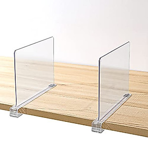 gbayle 10 PCS Acrylic Clear Closet Shelf Divider，Closet Organization for Wooden Shelving Suitable for Vertical Shelves Or Bedroom, Kitchen,Books,Towels and Hats, Purses Separators and Office