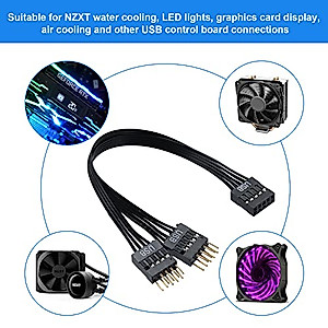 MZHOU 9-PIN USB2.0 Extension Cable, 9PIN to Dual PIN Extension Port,USB Cable for Computer Motherboard, Black