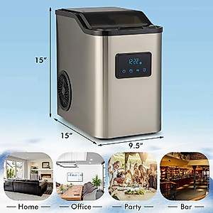 DORTALA Nugget Ice Maker Portable Ice Maker Countertop w/Self-Cleaning, 2 Ways Water Refill, 12H Appointment Function, 60 Lbs/24H, Stainless Steel Ice Machine for Home, Party, Bar, Office