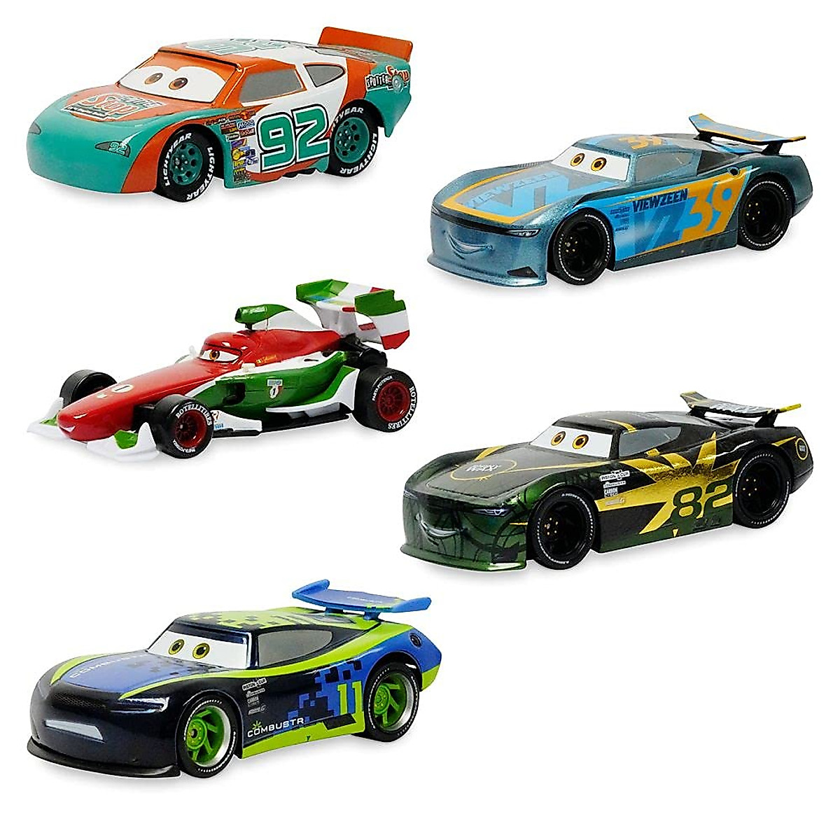 Disney Store Official Cars Pull 'N' Race Series Set of 5 Pullback Pixar Toys - Die Cast Metal, 1:43 Scale, 15th Anniversary Edition Cars Toys, Diecast Cars Multi Pac with Window Display