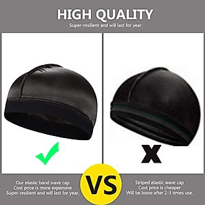 2PCS Silky Stocking Wave Cap for Men, Good Compression Over Durag （Regular Style）