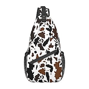 Cow Print Sling Bag,Crossbody Sling Backpack,Travel Hiking Chest Bag,Daypack for Purses Shoulder Bag Women Men's