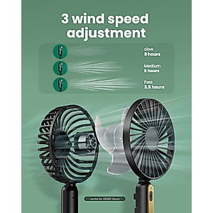 GAIATOP Handheld Fan with USB Rechargeable Personal Fan，3 Speed Adjustable Portable Fan for Travel, Commute, Picnic, Office-Black, Small Makeup Eyelash Fan for Women Girls Gift