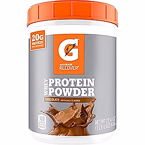 Gatorade Whey Protein Powder, Chocolate, 22.4 Ounce (20 servings per canister, 20 grams of protein per serving)