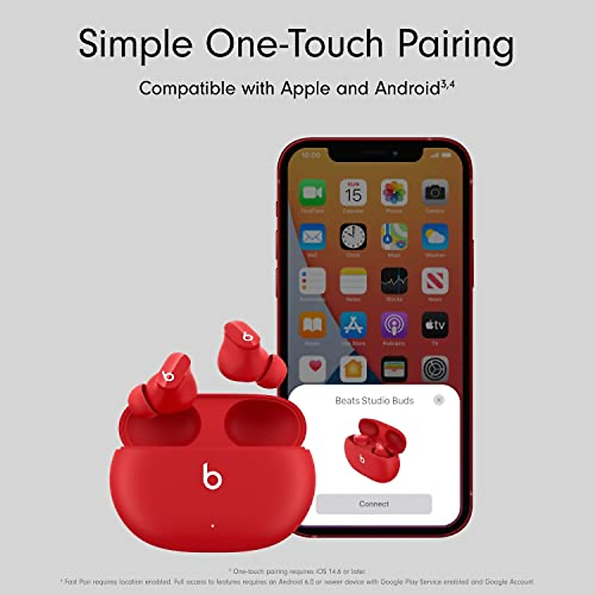 Beats Studio Buds - True Wireless Noise Cancelling Earbuds Red with AppleCare+ (2 Years)