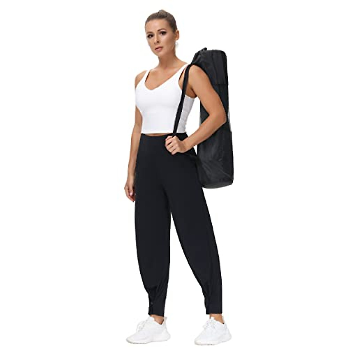 THE GYM PEOPLE Women’s High Waist Loose Comfy Wide Leg Palazzo Yoga Pants Tummy Control Lounge Workout Joggers (XX-Large, Black)