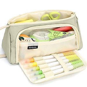 Large Capacity Pencil Case Pen Bag, Pencil Bag Stationery Storage Pencil Pouch, Handheld Makeup Pouch Holder Pencil Organizer College School Office Supplies for Student Christams Gift (Light Green)