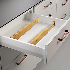 Bamboo Silverware Drawer Organizer Kithchen, Cutlery Tray with Dividers,Adjustable Drawer Organizer