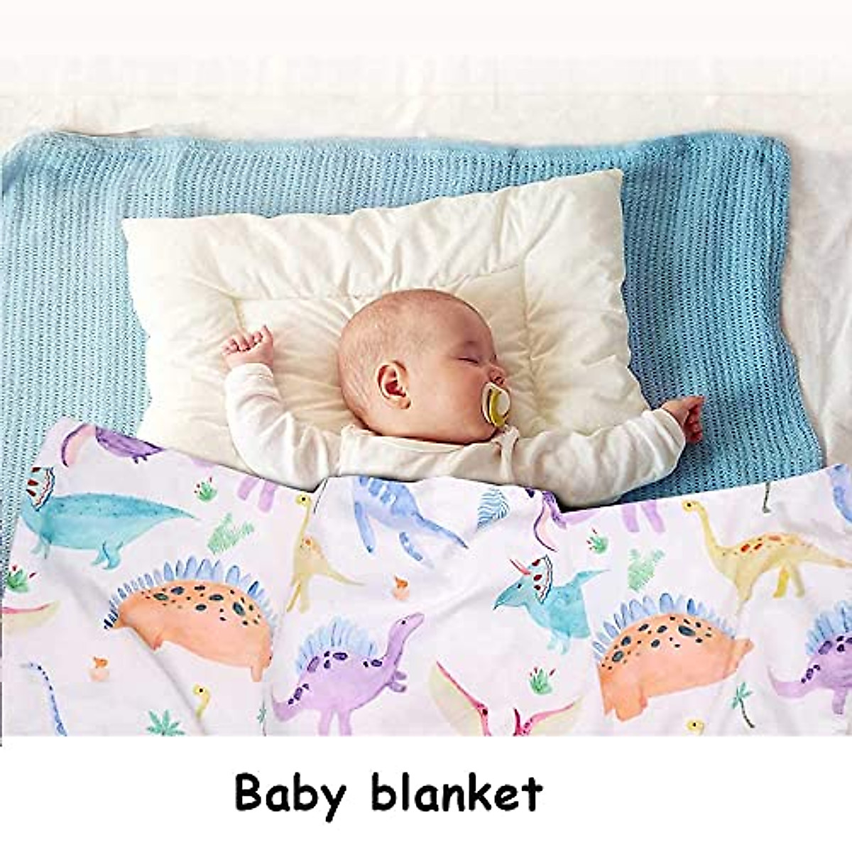 Baby Mink Blankets, Dinosaur Toddler Blanket for Boys Girls, Soft Newborn Blanket with Dotted Backing, Double Layer, Crib Receiving Blanket for Nursery, Shower Gifts, 30 X 40 Inches