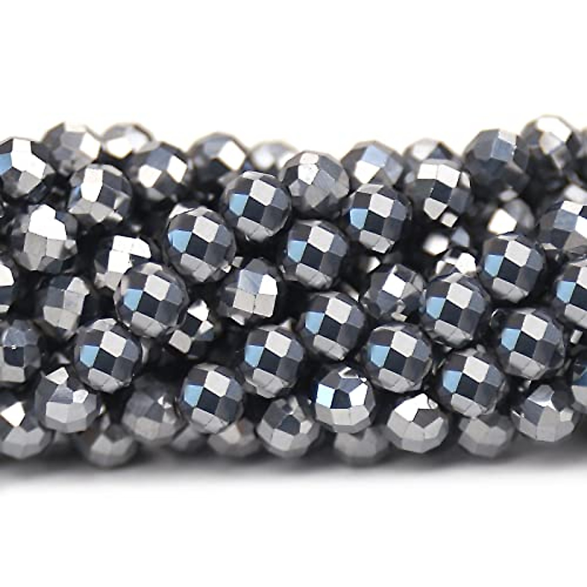 BONNY BOXX 2mm Natural Terahertz Faceted Round Healing Energy Gemstone Loose Beads Spacer Stone Beads for DIY Jewelry Making 15.5" Full Strand