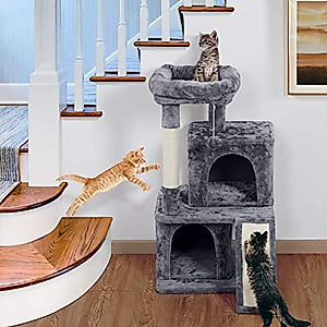 Yaheetech 36in Cat Tree Cat Tower Cat Condo Play House Climber Stand Furniture w/Scratching Post, Plush Perch, Dangling Ball, Two Condo and Ramp, Suit for Kittens, Cats and Pet