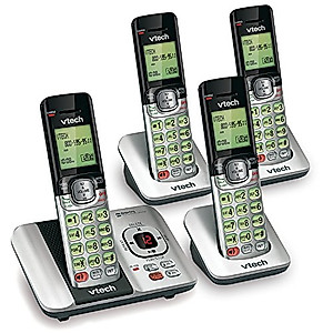 VTech CS6529-4 DECT 6.0 Phone Answering System with Caller ID/Call Waiting, 4 Cordless Handsets, Silver/Black