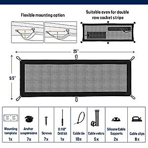 Cable management net - Under desk wire management - Flexible under desk cable management tray black