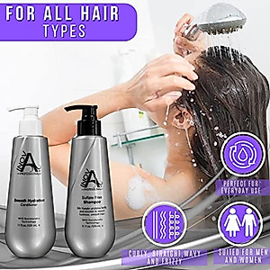 Inova Professional Silk Keratin Shampoo & Conditioner Set - Smooth Protection Sulfate-Free Shampoo & Smooth Hydration Conditioner, 11 Ounce - 2 Count (Pack of 1), Grey