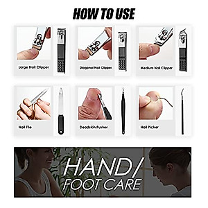 WOAMA Manicure Set - 10 in 1 Pedicure Kit Nail Clippers with Black Bag Manicure Kit Nail Kit Manicure Tools For Women Men