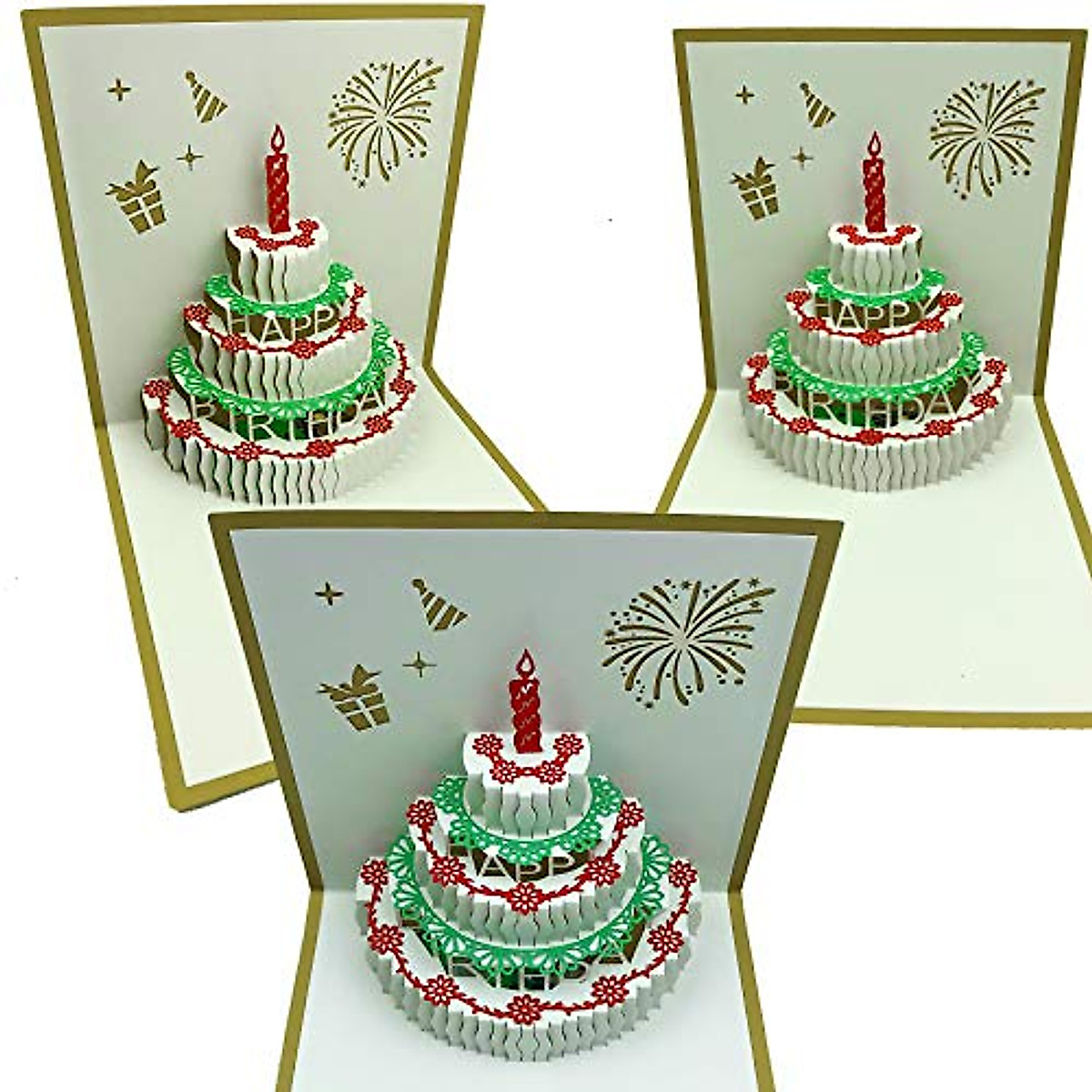 3D Pop Up Birthday Cards,Birthday Pop Up Greeting Cards Laser Cut Happy Birthday Cards Including Envelopes and Glues Best for Mom,Wife,Sister, Boy,Girl,Friends 1 Pack