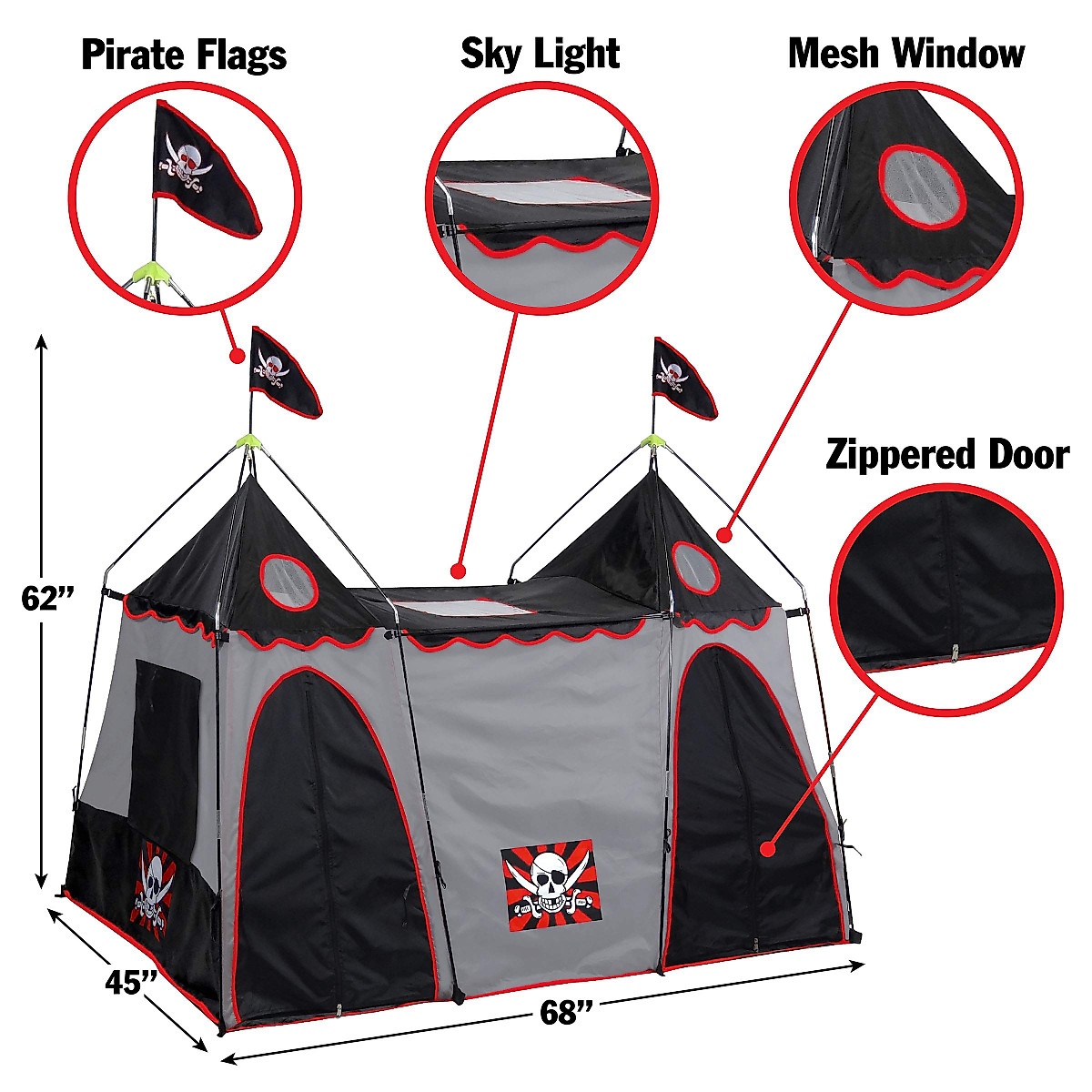 GigaTent Pirate Hide-Away Play Tent 6’L x 4’W x 4'H