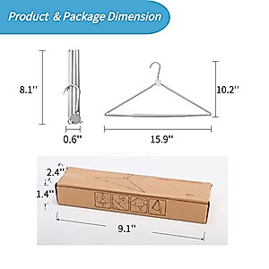 Retractable Portable Travel Hangers 3 Pcs, Aluminum Alloy Foldable Travel Hangers for Clothes, Lightweight Collapsible Coat Hanger for Traveling, Camping in Hotel, Car