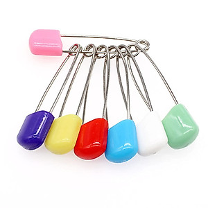 50 Pcs Baby Cloth Diaper Pins Stainless Steel Pins Plasetic End Safety Pins