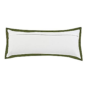 LR Home Flora Empire Bordered Lumbar Throw Pillow, 14" x 36", White/Calla Green/Moss Green