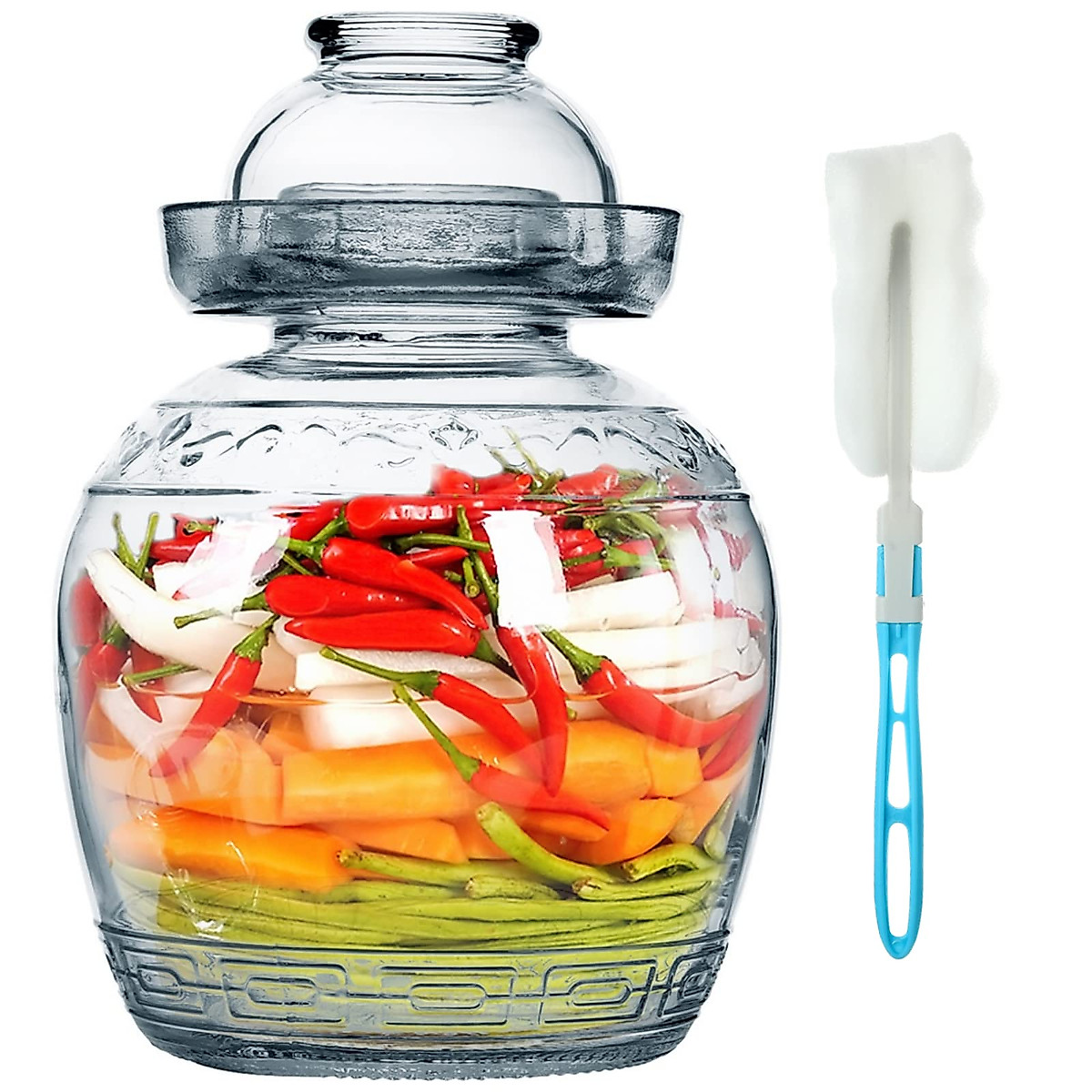 Anjetan 1.5L/2.5L/4.5L Glass Fermenting Jar, Large Capacity Sealed Pickle Jar, (A 1.5L/52oz)