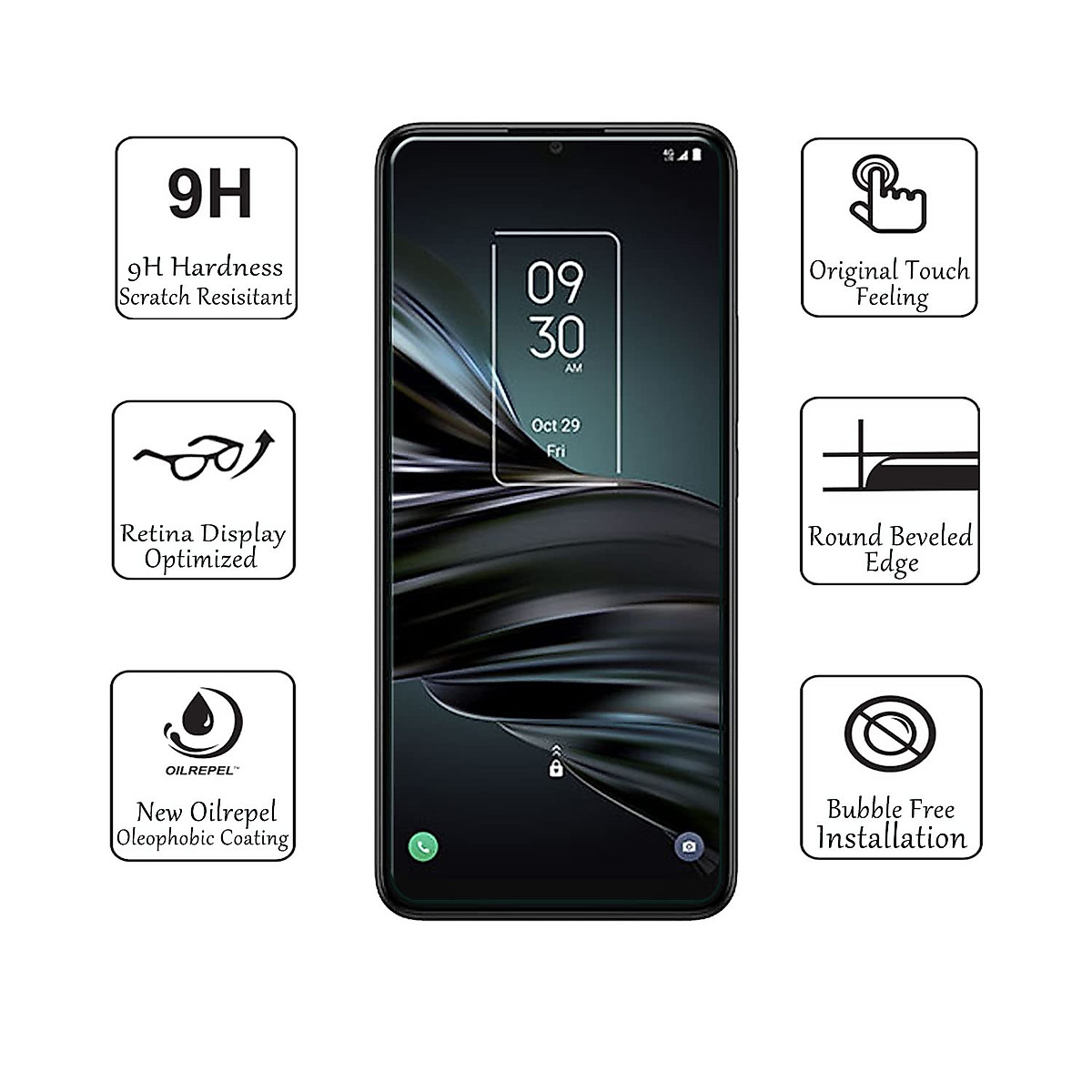 Douglass TCL 20 XE Screen Protector (3 Pack), 9H Tempered Glass Film for TCL 20 XE/TCL A4X 5G Anti-Scratch Anti-Fingerprint Glass Screen Protector Zero Bubbles Ultra-clear 99.99%