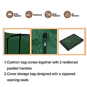 Orqihod Outdoor Cushion Covers and Storage Bag, 68”x30“x20”Extra Large Patio Furniture Seat Cushions Carrying Bag, Green, Waterproof