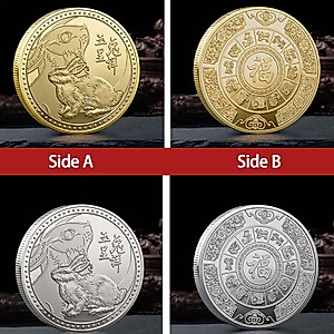 Chinese Zodiac Rabbit Commemorative, 2023 New Year of The Rabbit Uncirculated Coin, Collector Coin with Red Envelope, for Collectors, Craft Decorations, Lucky Souvenir Gifts