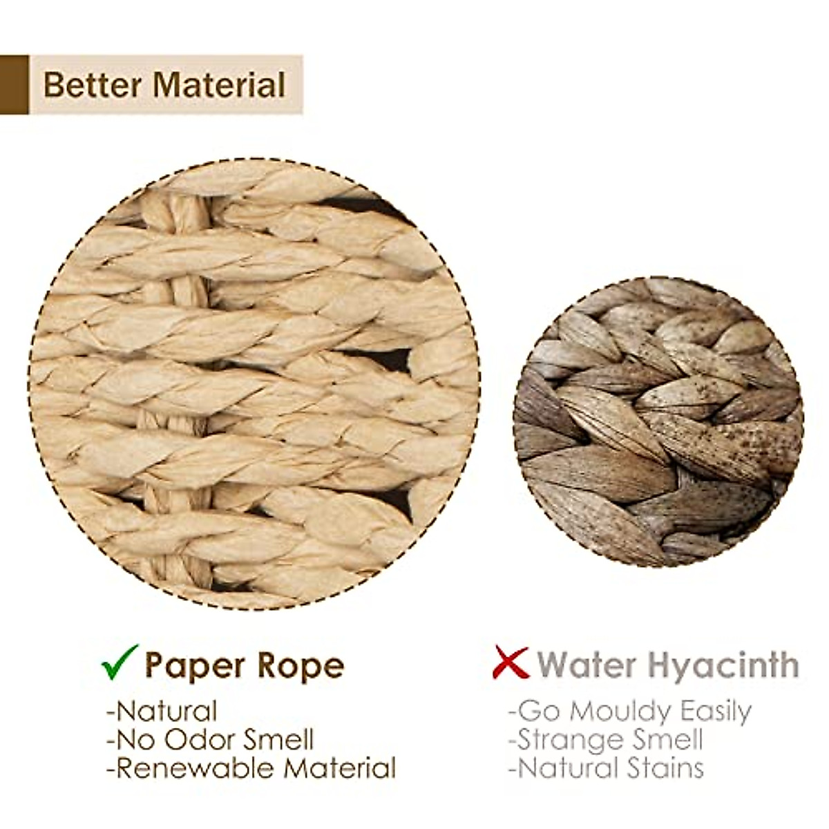 AELS Woven Baskets for Storage, Natural Hand-woven Storage Baskets for Organizing, Cubby Cubes Storage Bins for Shelves, 11" Modern Farmhouse Square Storage Cubes with Handles, Beige, 2 Pack