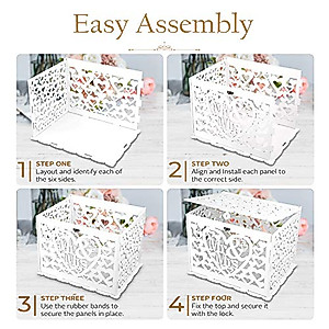 Great Lakes Memories GLM Wedding Card Box With Lock and Key, Card Box for Wedding, Rustic Wedding Decorations for Reception, Wedding Card Boxes for Reception with Lock, Money Box for Wedding (White)