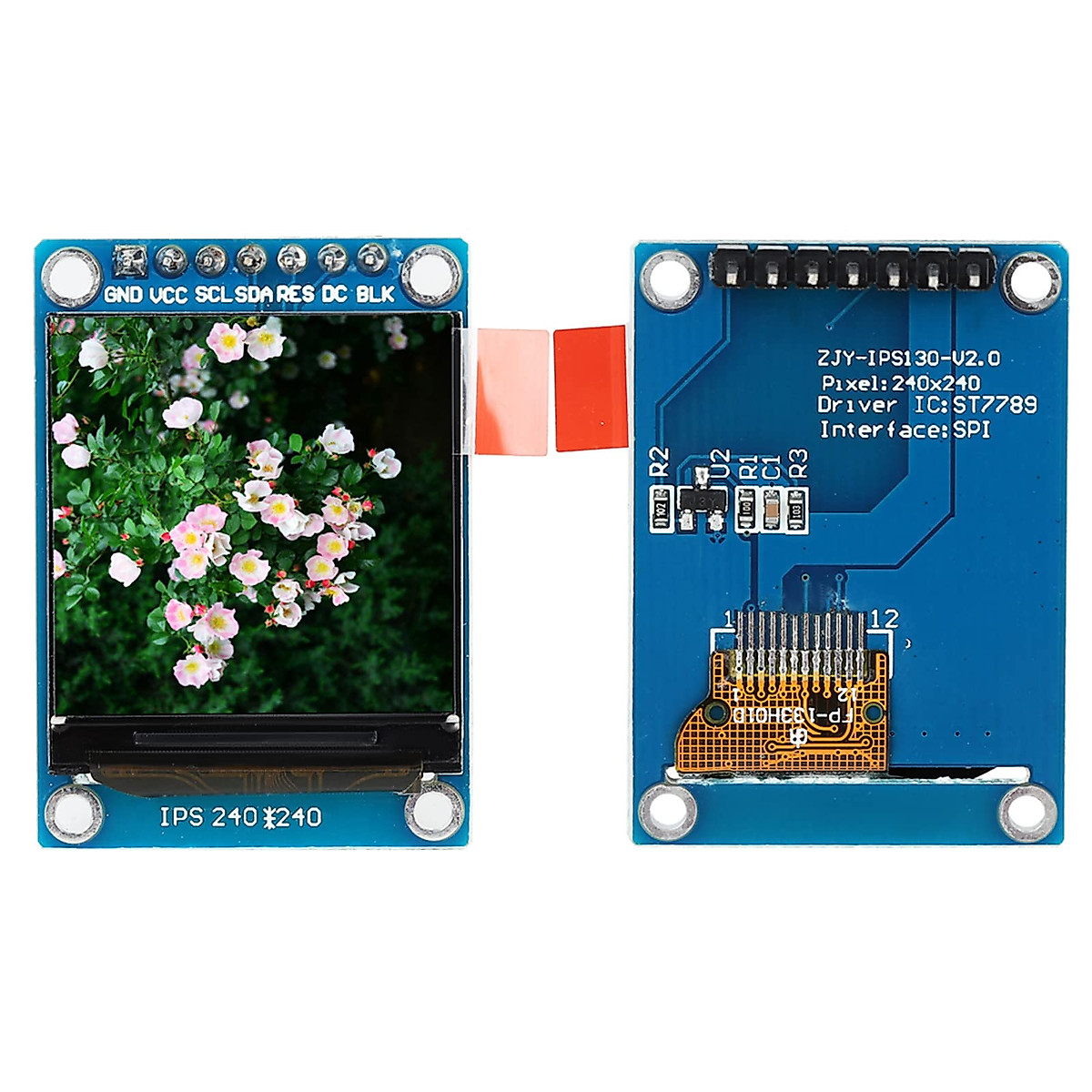 1.3 Inch IPS Color LCD Display Module 240x240 RGB 3.3V SPI ST7735 Vivid and Intuitive, 4 Mounting Holes for Arduino