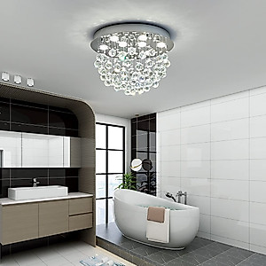 Saint Mossi 9-Lights Modern Chandelier K9 Crystal Chandelier Light Fixture,Modern Flush Mount Ceiling Light Fixtures Raindrop Chandelier for Bedroom,Dining Room,Living Room,H13 x D20