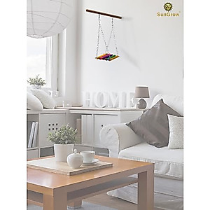 SunGrow Parrot Cage Hammock Swing, Colorful Wooden Swing with Metal Chain and Clasp, 1 Pack