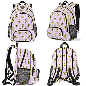 Avocado School Backpacks for Girls Boys Teens Students,Green-Avocado Stylish College Backpack Book Bag With Chest Strap,Waterproof Travel Backpacks for Women Men