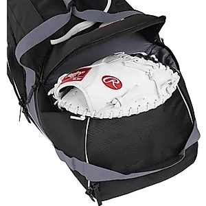 Rawlings | R1502 Wheeled Catcher's Bag | Baseball/Softball | Black