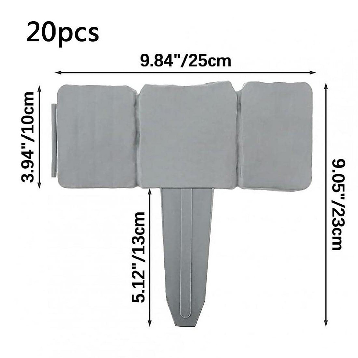 20pcs Plastic Stone Effect Garden Fence Decorative Flower Bed Border Edging Grey Interlocking Lawn Landscape Stakes