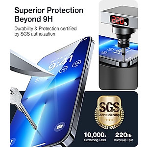 UltraGlass UNBREAK TOP 9H+ Glass for iPhone 13 Pro Max Screen Protector Glass [Military SGS Shatterproof & Longest Durable] Full Screen Protector 13 Pro Max Tempered Glass, Anti-fingerprint, 2 Packs