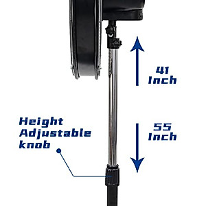HICFM 5000 CFM 20 inch Heavy Duty High Velocity Pedestal Oscillating Shroud Fan with Powerful 1/5 Motor, 6ft Power Cord and Oscillation for Workshop, Garage, Commercial or Industrial rooms - UL Listed